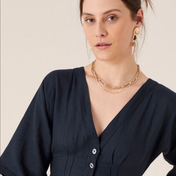 Monsoon | Dresses | New Monsoon London Linen Midi Dress In Navy | Poshmark